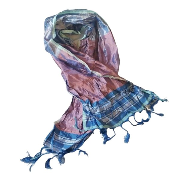 Accessories | Blue Purple Scarf Fringe Multicolor Rectangle Large Shawl ...